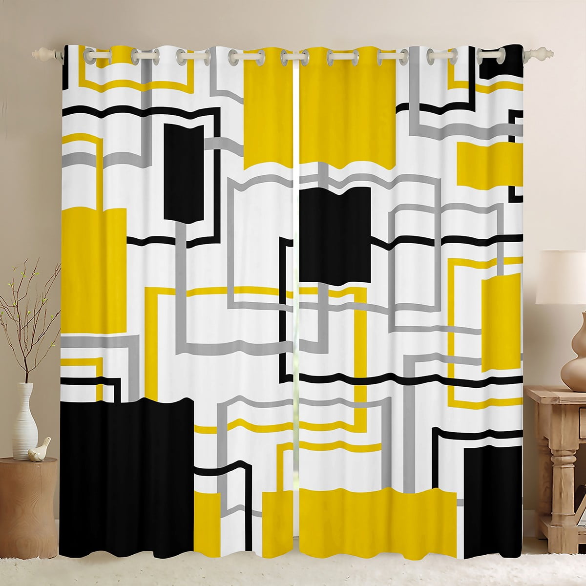 Erosebridal Sqare Rectangle Curtains and Drapes (38Wx54L),Geometric ...