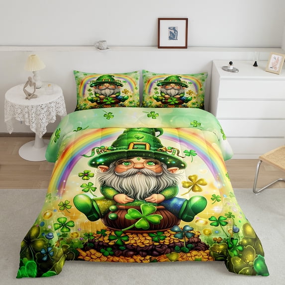 Erosebridal St. Patrick's Day Bedding Full Comforter Set, Cute Gnome ...