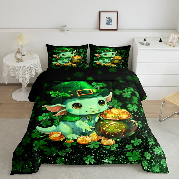 Erosebridal St. Patrick's Day Comforter Sets Full Size, Cute Axolotl ...