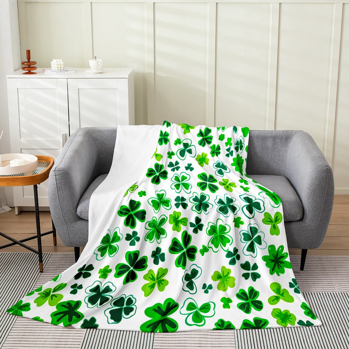 Erosebridal St. Patrick's Day Throw Blanket for Couch, Shamrock Print ...
