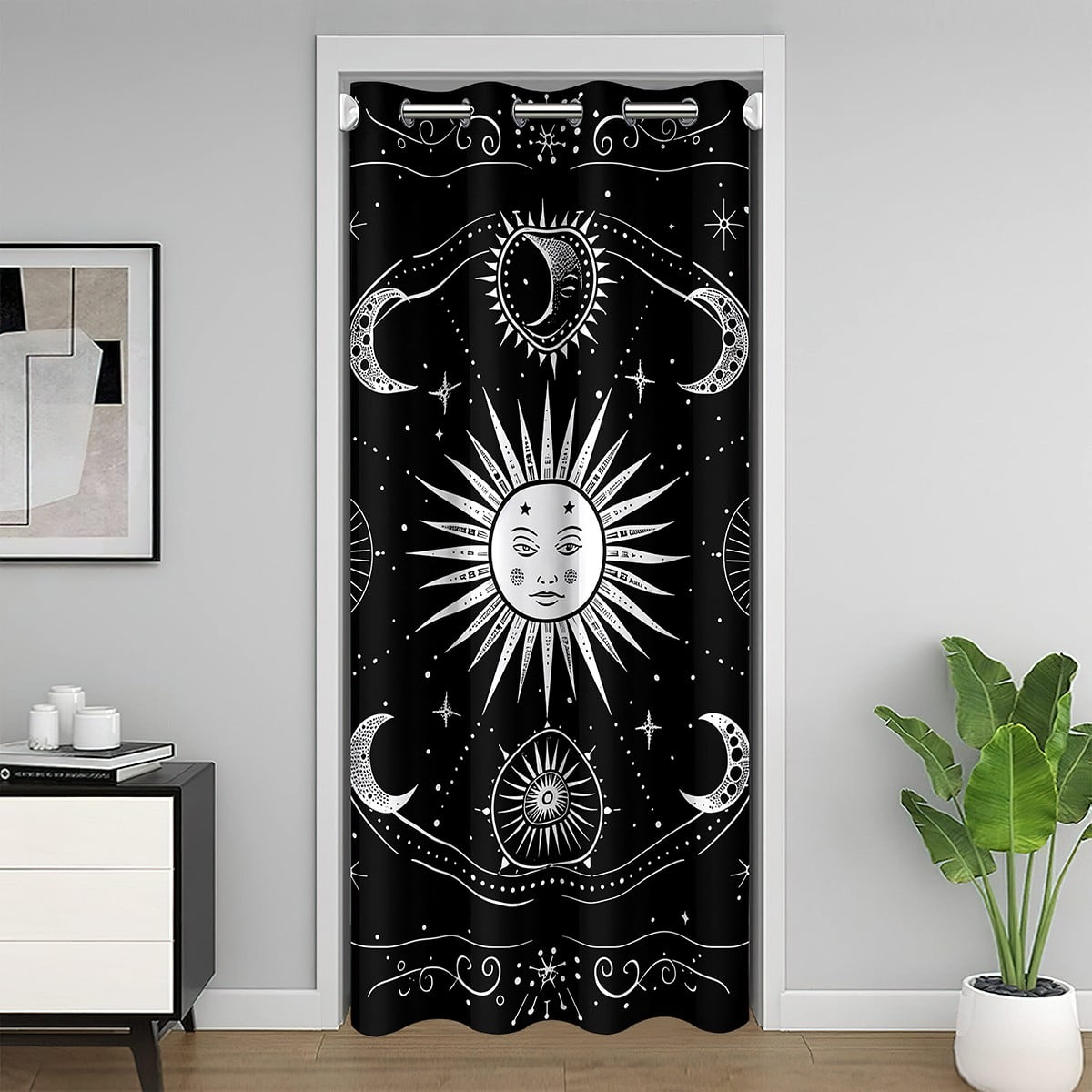 Erosebridal Star Moon Door Curtain For Door Window 52x84, Starry Sky ...