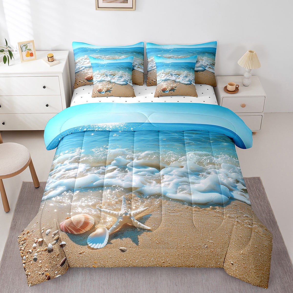 Erosebridal Starfish Seashell Bed in a Bag Queen size, Hawaii Beach Bed ...