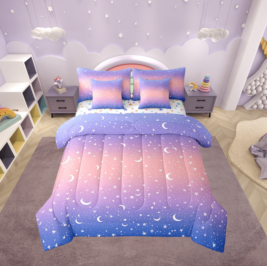 Erosebridal Starry Sky Bedding Sets Twin Size,Gradient Ombre Comforter ...