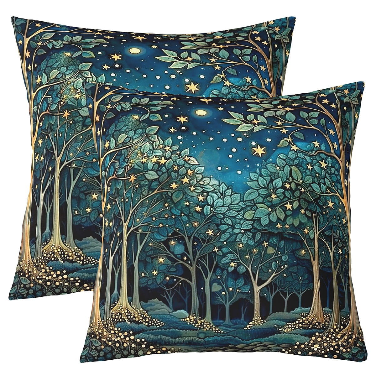 Erosebridal Starry Sky Throw Pillow Covers 22x22 Set of 2,Green Tree ...