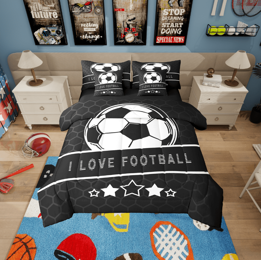 Erosebridal Stars Soccer Bed in a Bag King size,Ball Gamer Bedding King ...
