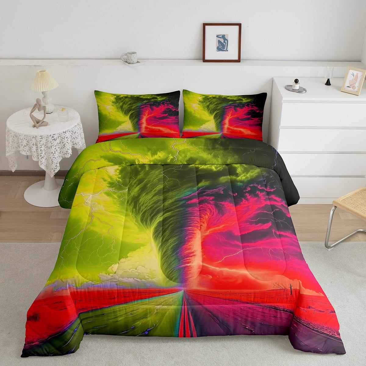 Erosebridal Storm Tornado Comforter Sets King Size, Red Yellow ...
