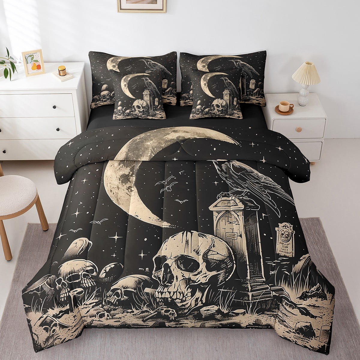 Erosebridal Sugar Skull Bedding King Size, Happy Halloween Bedding ...