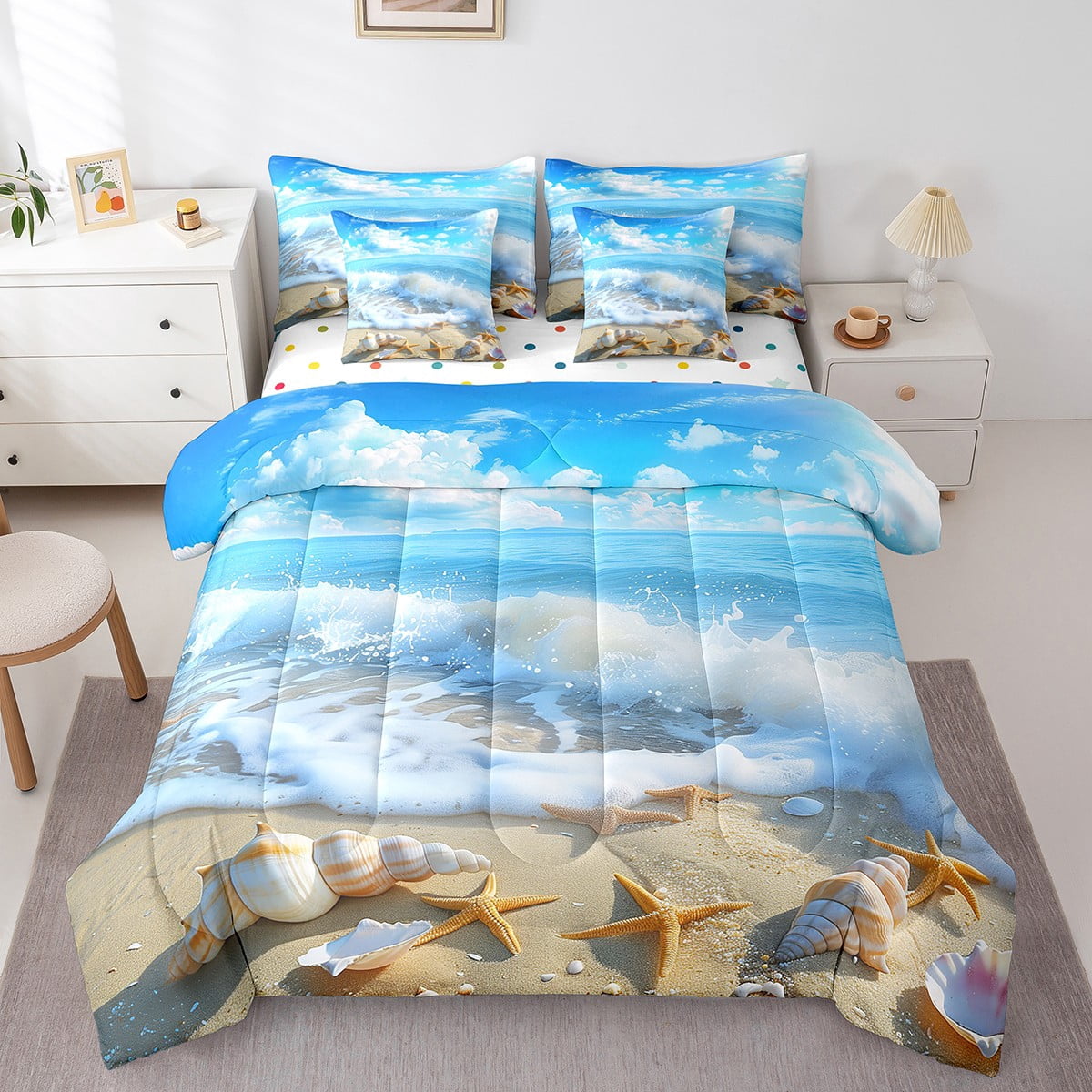 Erosebridal Summer Beach Bed in a Bag Full size, Marine Ocean Bed Set ...