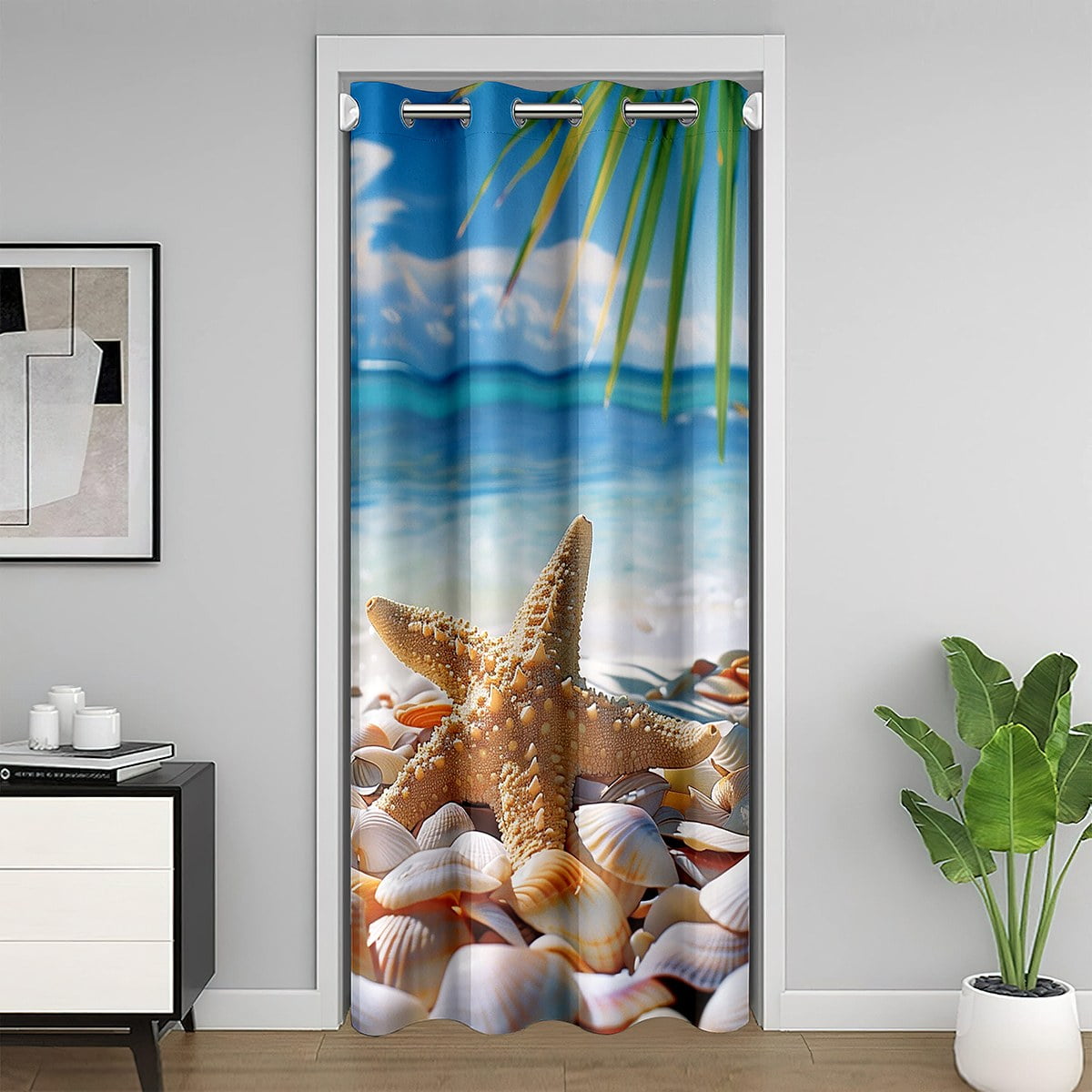 Erosebridal Summer Beach Sea Animal Seashell Closet Door Cover Curtain ...