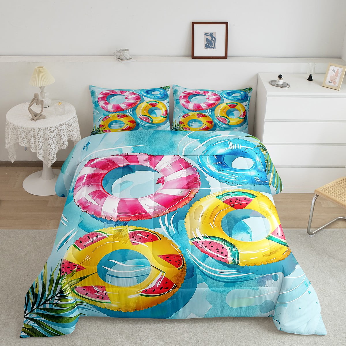 Erosebridal Summer Swimming Pool Bedding Twin Comforter Set, Happy ...