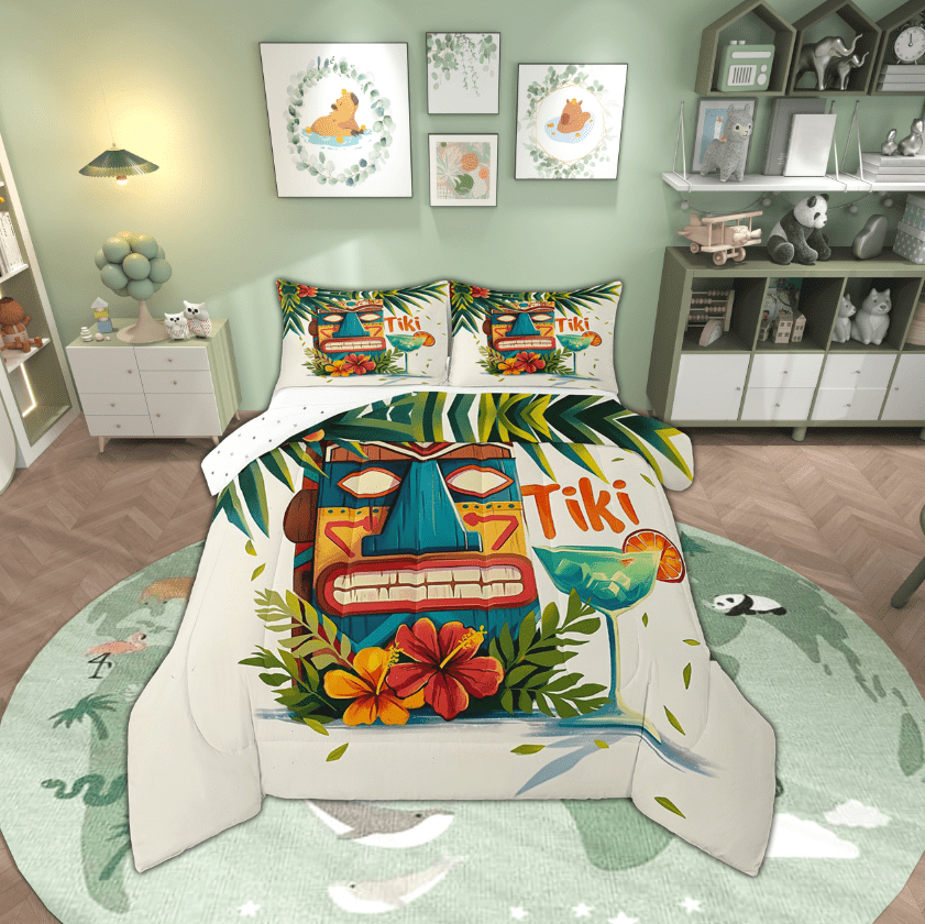 Erosebridal Summer Tiki Bar Bedding King Comforter Set, Ocean Beach ...