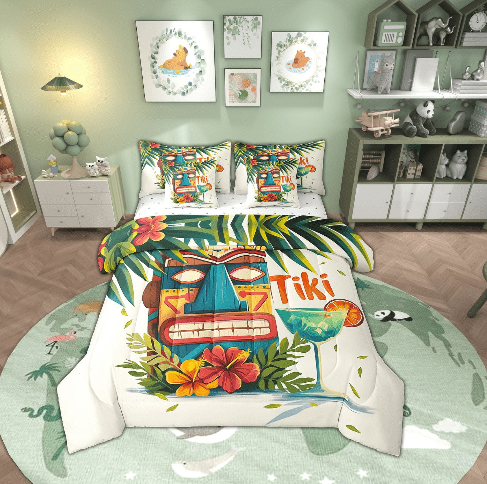 Erosebridal Summer Tiki Bar Bedding Sets Queen Size, Ocean Beach Party ...