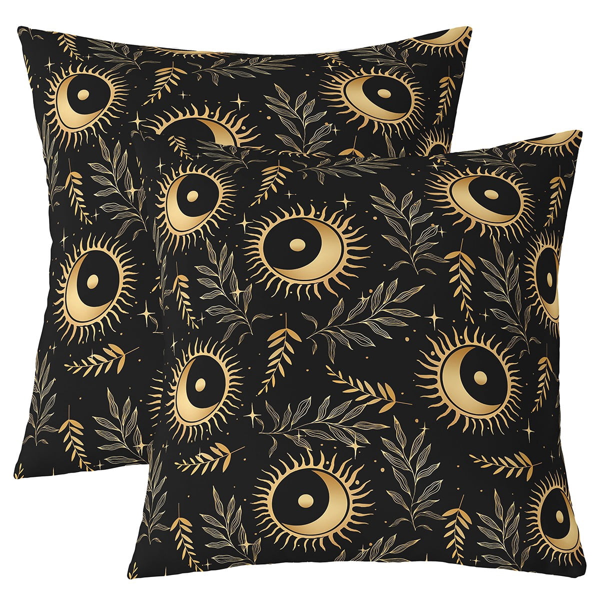 Erosebridal Sun Moon Pillow Cases Set Of 2,Boho Leaves Cushion Covers ...