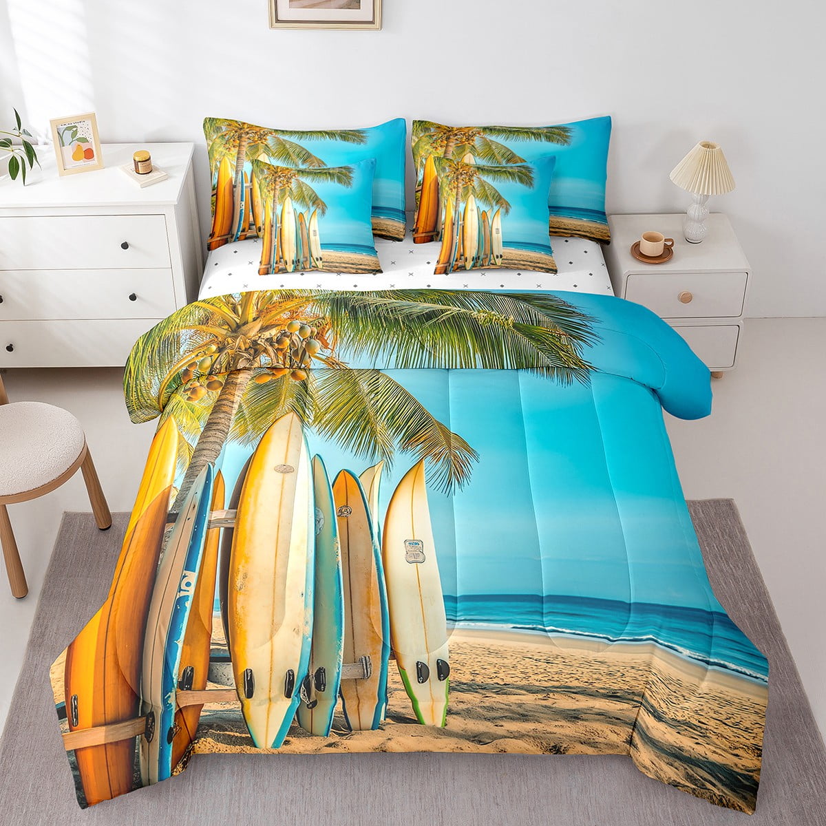 Erosebridal Surfboard Bedding Queen Comforter Set, Hawaii Beach Down ...