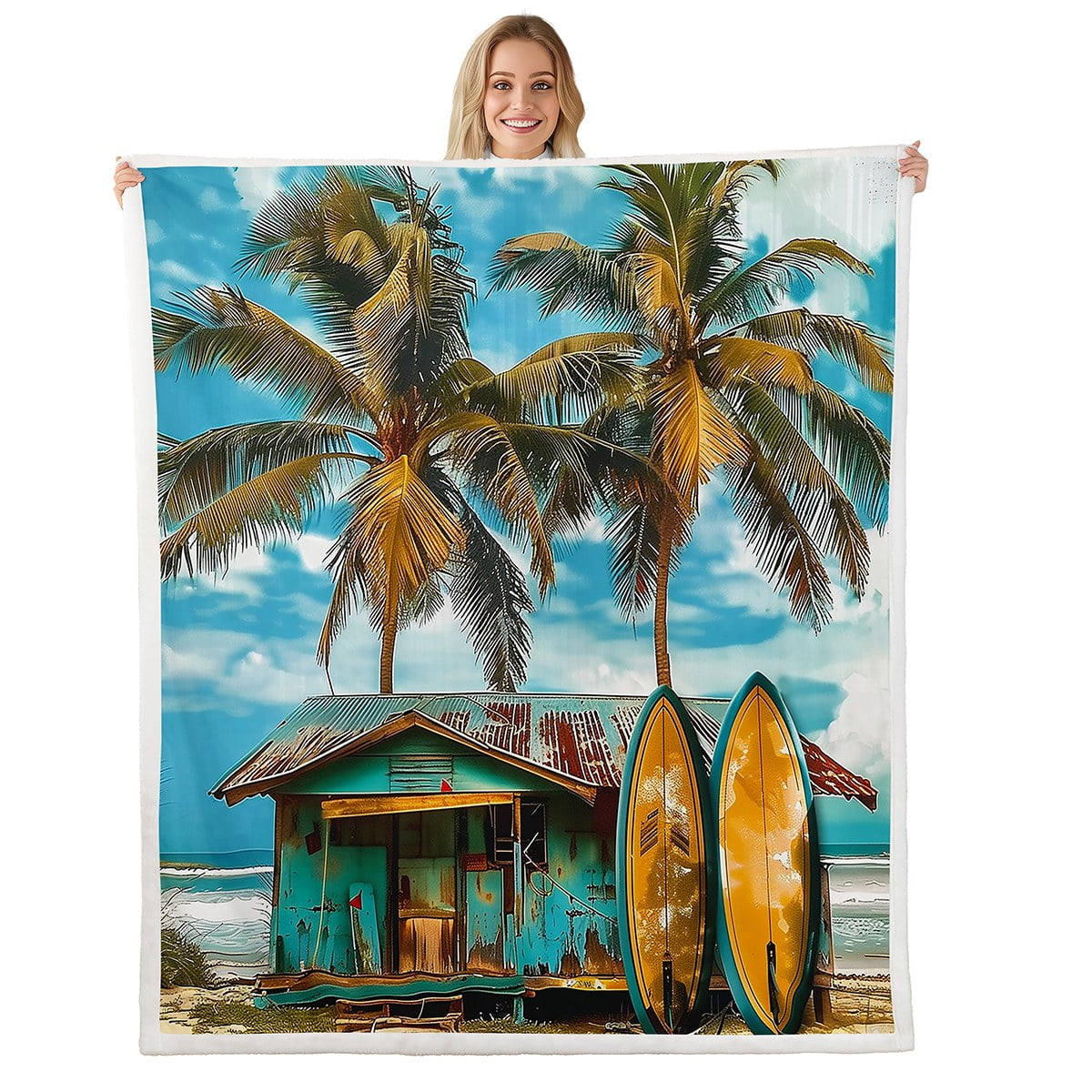 Erosebridal Surfboard Cabin Throw Blanket for Couch 60x80,Palm Tree ...