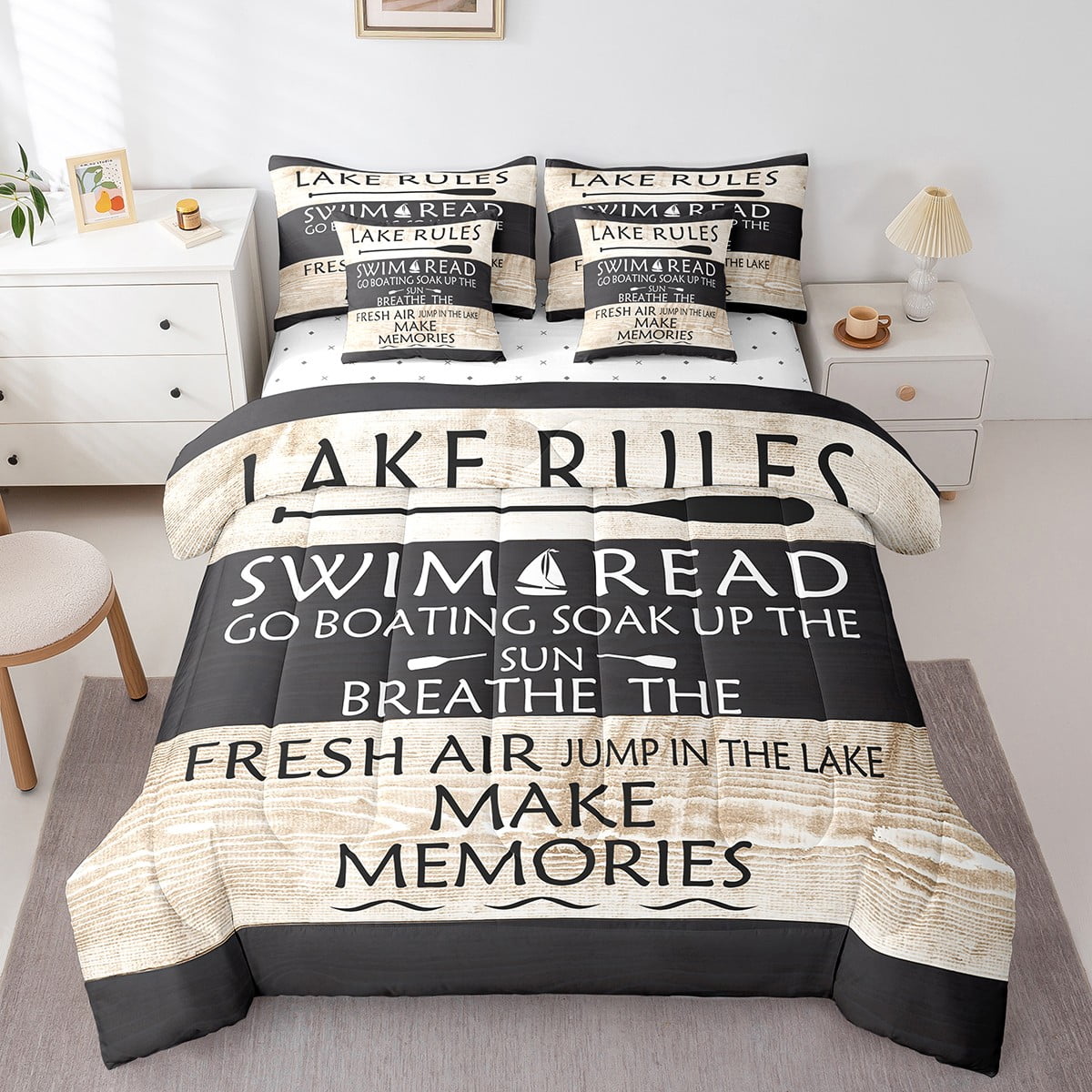 Erosebridal Swimming Boating Bedding Sets Queen Size, Lake House ...