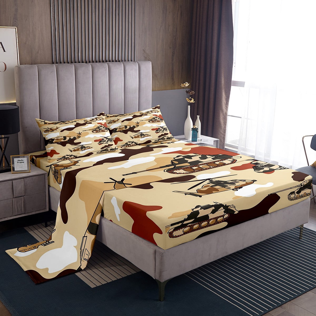 Erosebridal Tank Aircraft Sheet Set Twin,Wheat Camouflage Twin Sheet ...