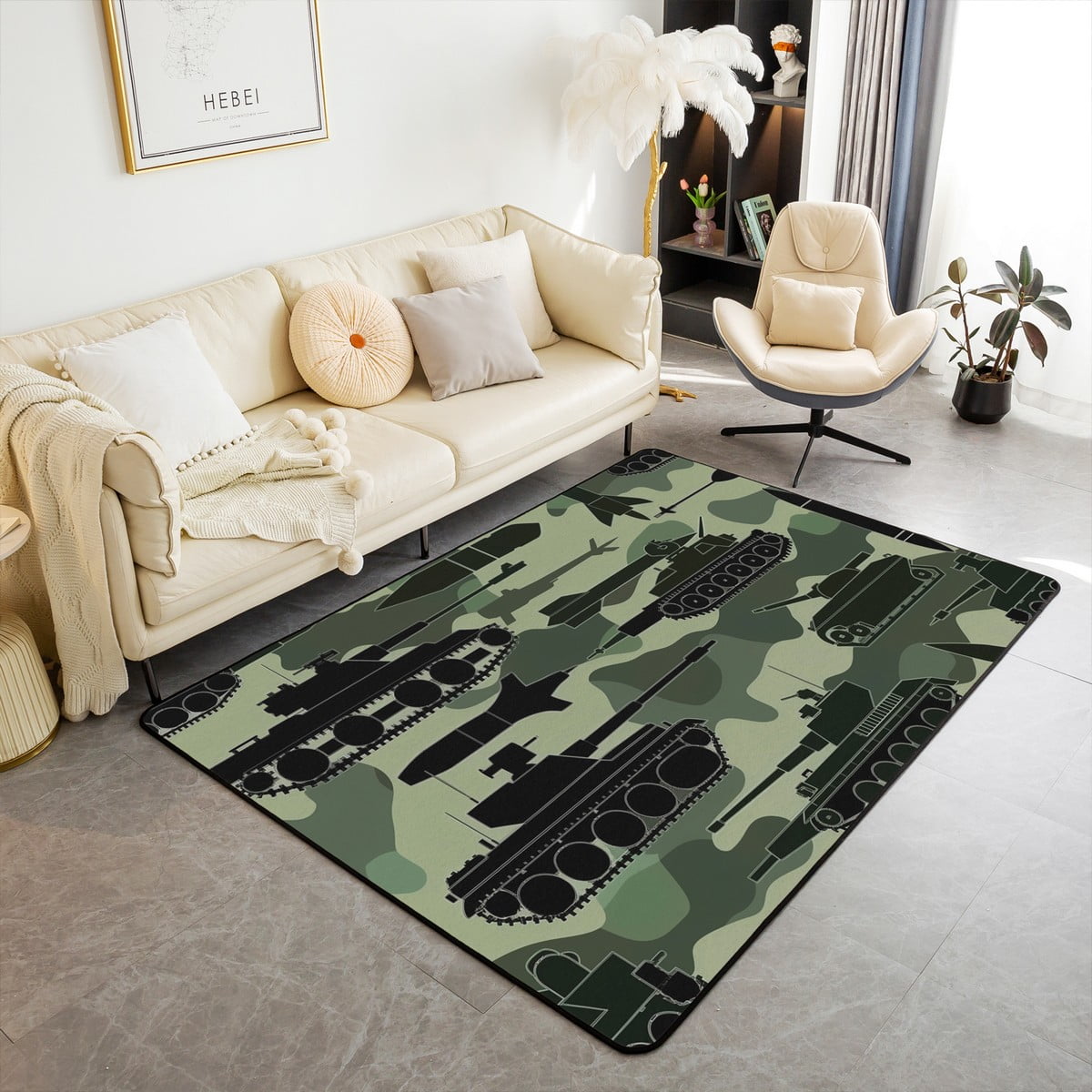 Erosebridal Tank Missile Area Rugs For Living Room 3x5,Green Camouflage ...