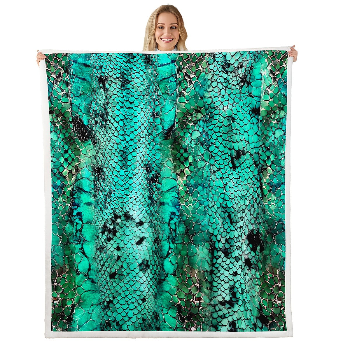Erosebridal Teal Snake Print Throw Blanket for Couch 40x50, Animal ...