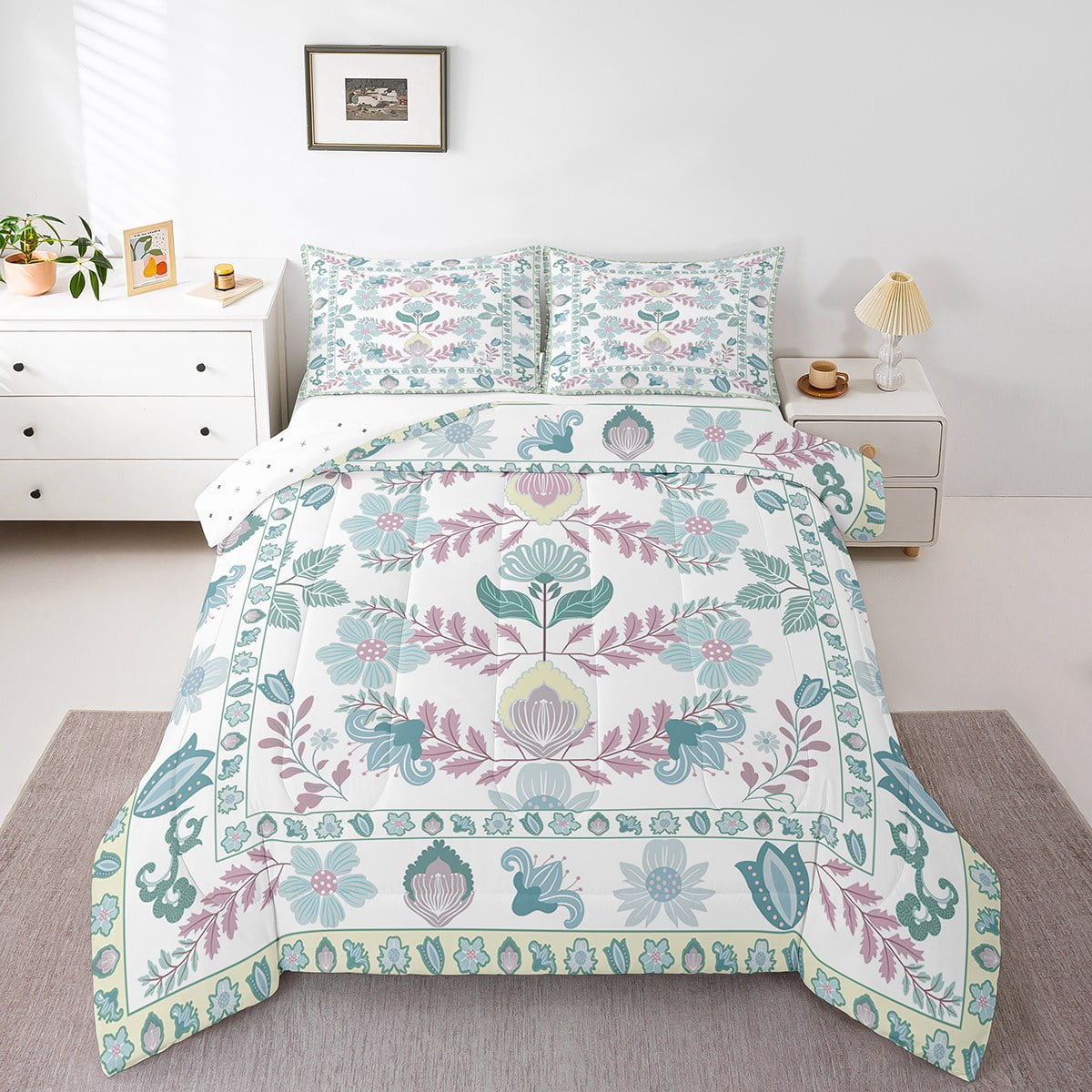 Erosebridal Teen Blue Flower Bedding Sets Full with Comforter,Exotic ...