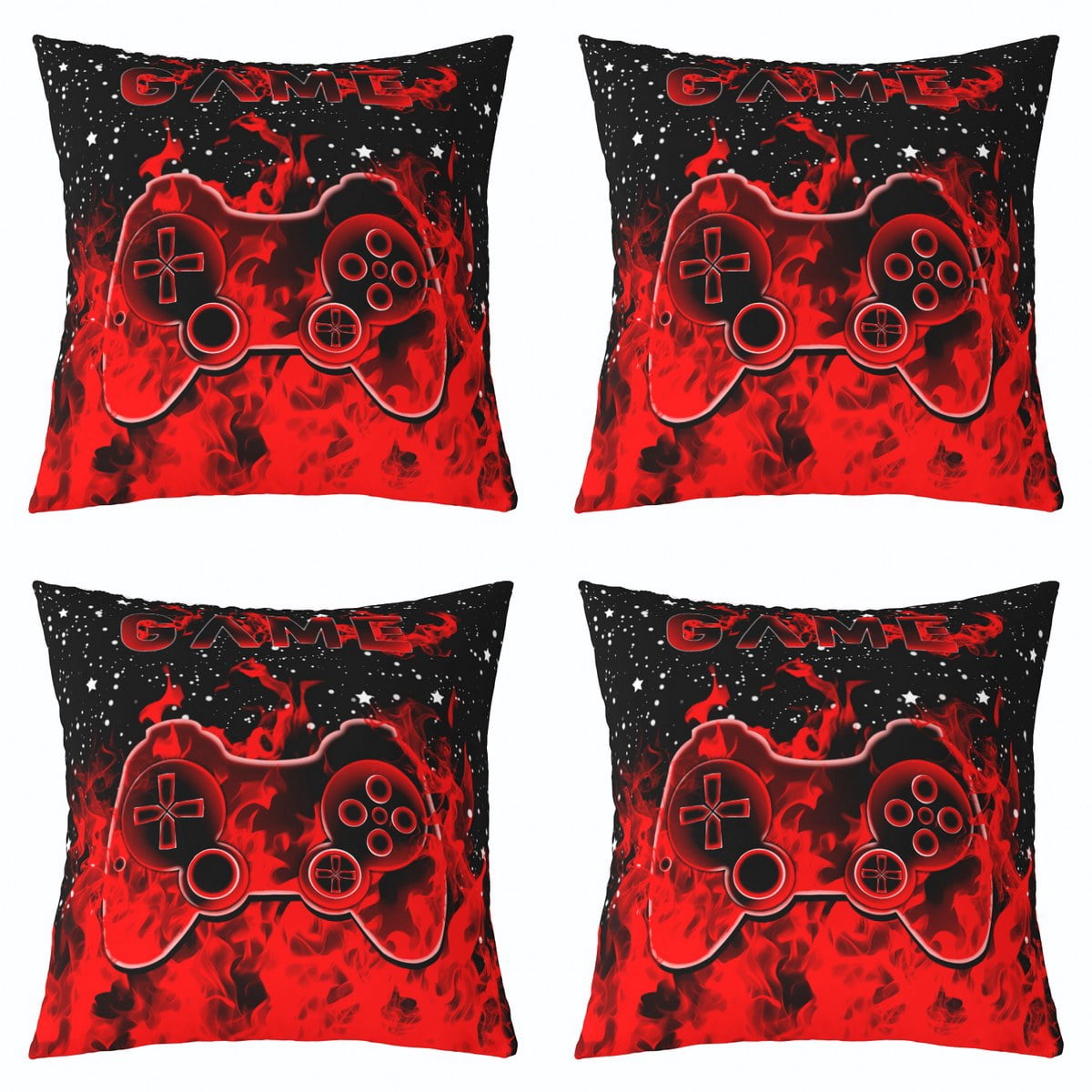 Erosebridal Teen Video Game Pillow Cases Set of 4,Black Red Cushion ...
