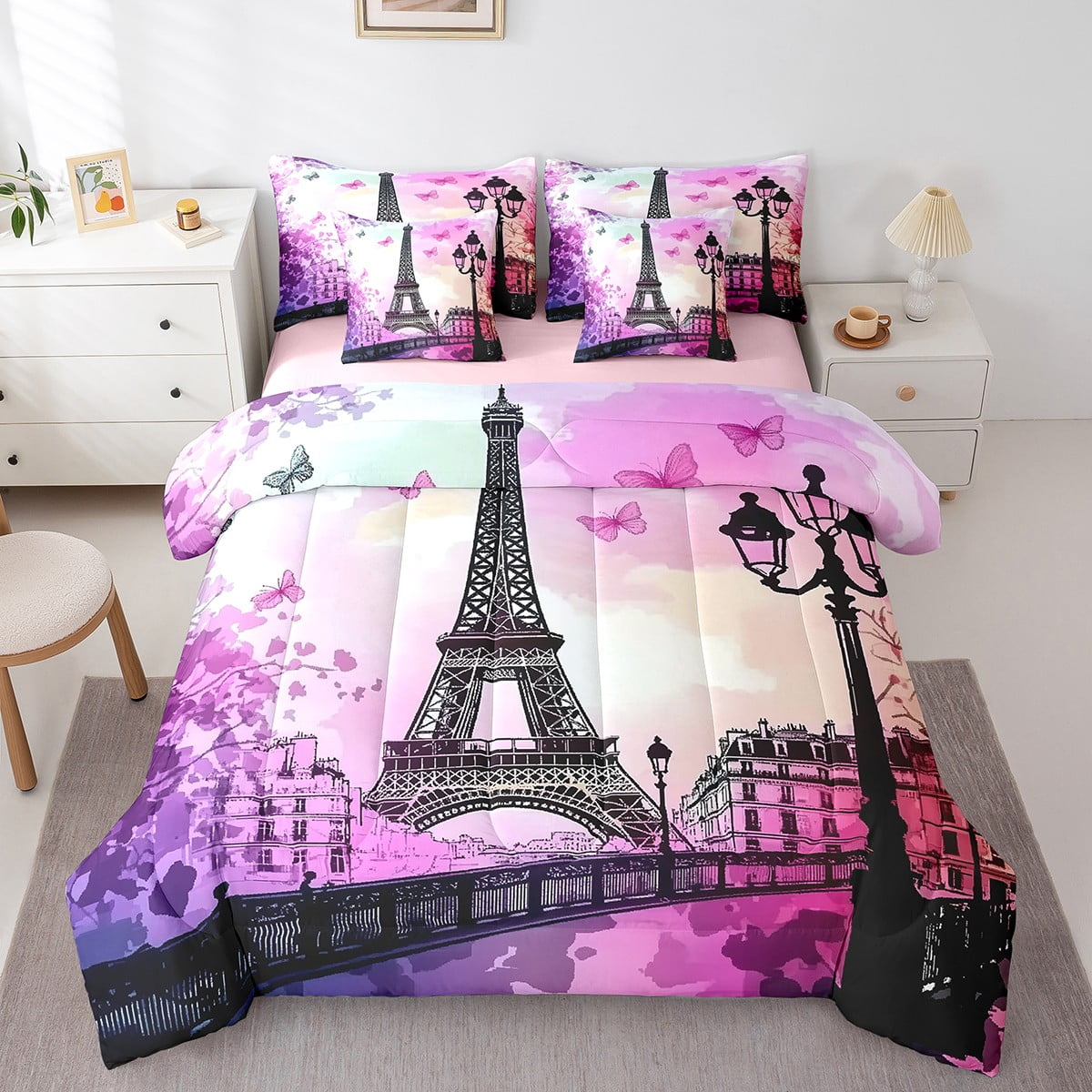 Erosebridal Teenager Eiffel Tower Bed in a Bag Full size,Romantic Paris ...