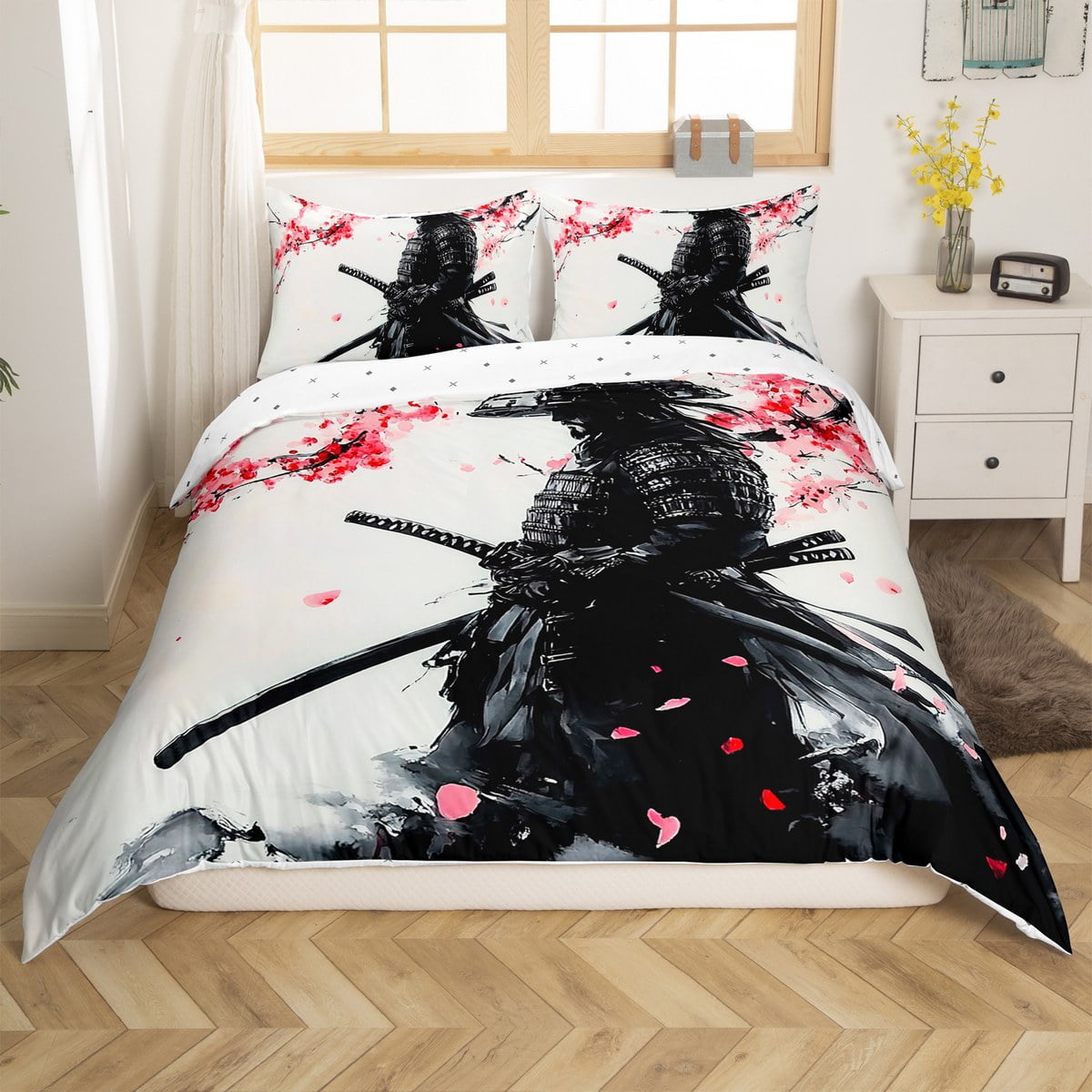 Erosebridal Teenager Japanese Samurai Comforter Cover King,Cherry ...