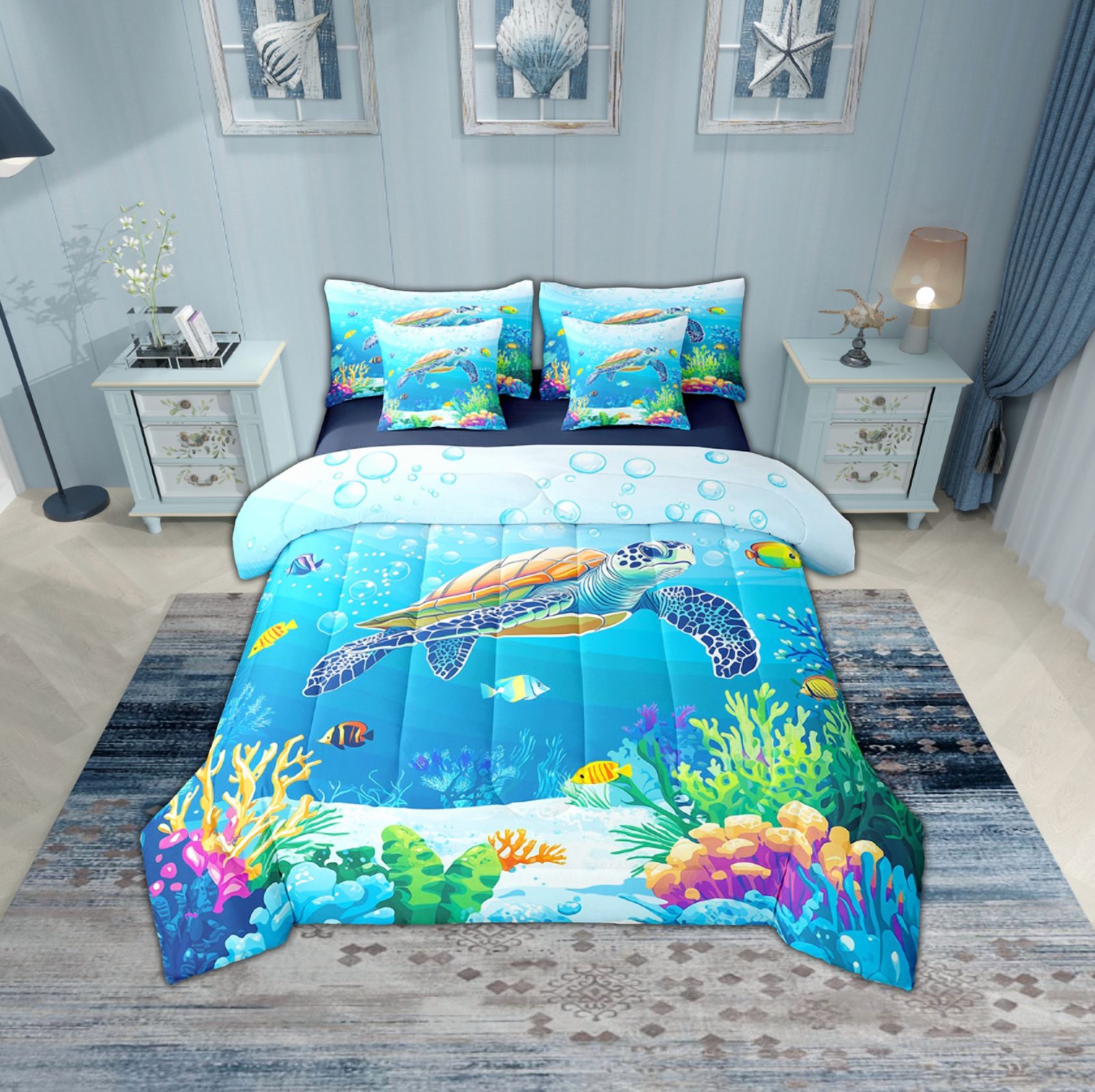 Erosebridal Teenager Sea Turtle Bedding Sets Twin Size,Underwater World ...