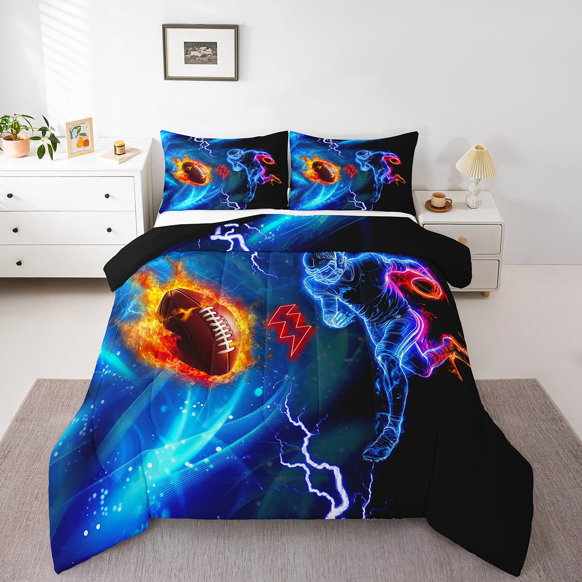 Erosebridal Teenager Sport Football Comforter Sets Queen Size,Abstract ...