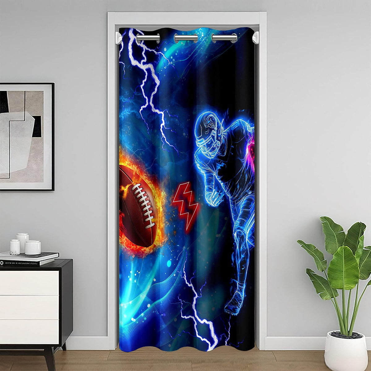 Erosebridal Teenager Sport Football Door Curtain Panel 80"x42",Abstract ...