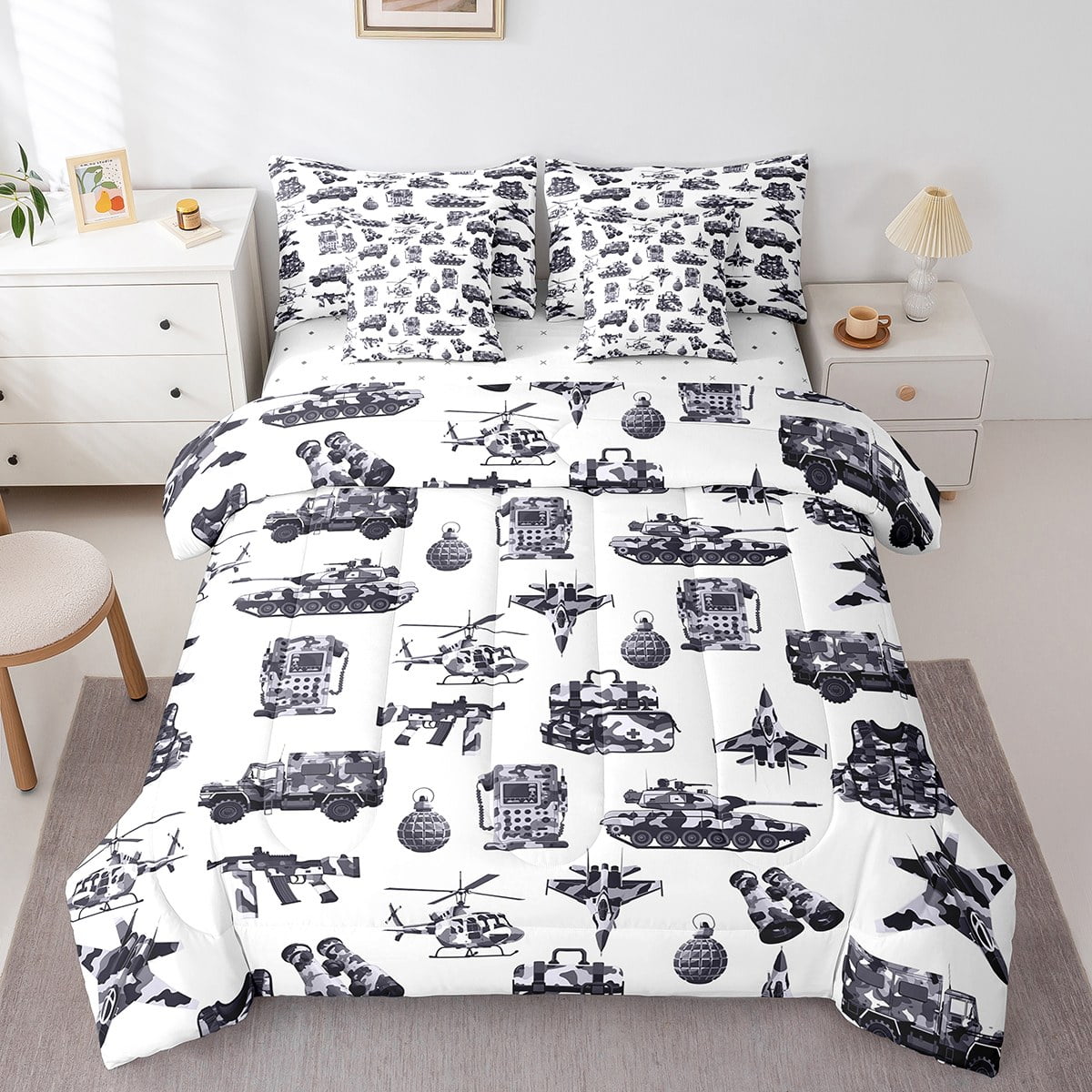 Erosebridal Teens Aircraft Bed in a Bag King size, Army Military Bed ...