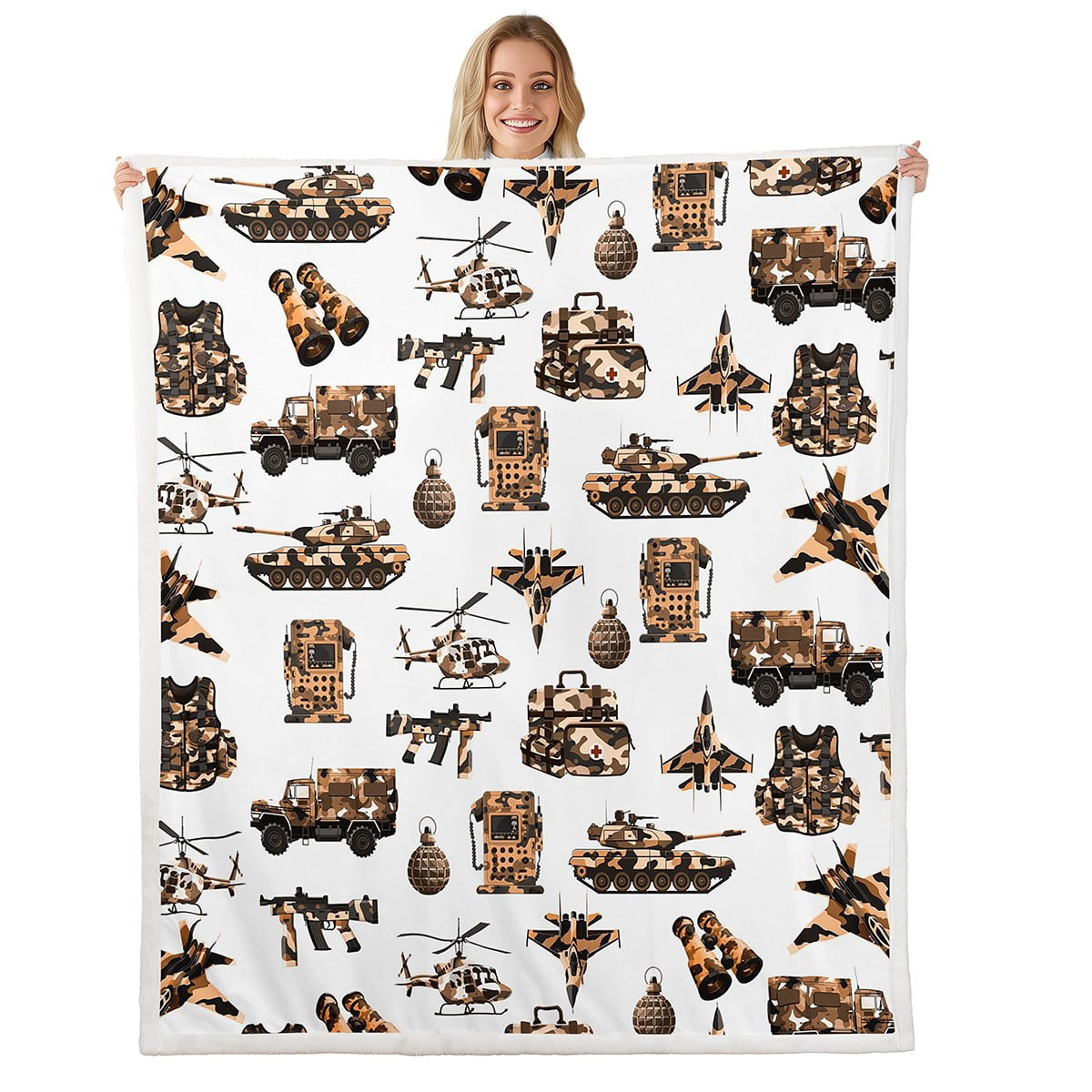 Erosebridal Teens Aircraft Fleece Blanket, Army Military Sherpa Blanket ...