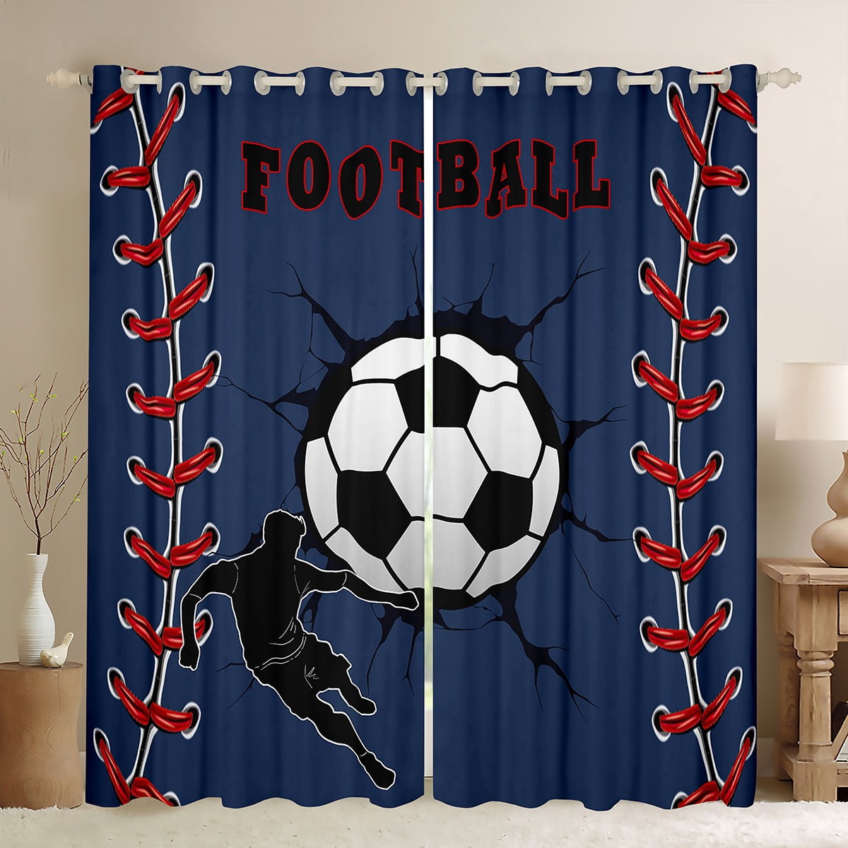 Erosebridal Teens American Football Curtains and Drapes (38x45), Blue ...