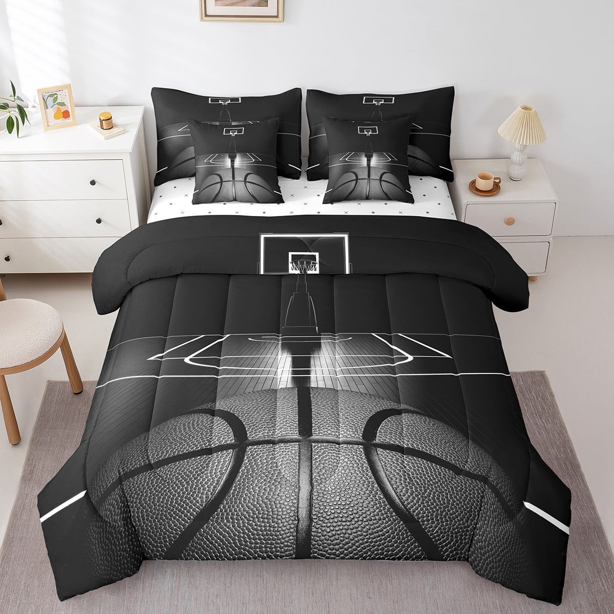 Erosebridal Teens Basketball Bed in a Bag Twin size, Boys Sports Comforter Sets with Sheets ...