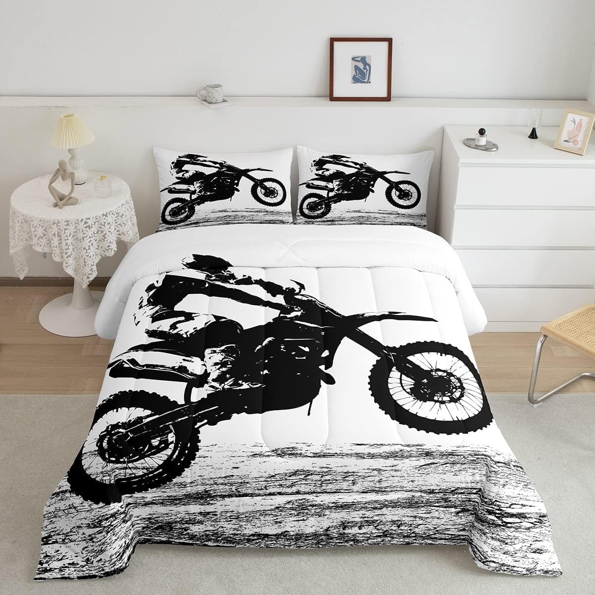 Erosebridal Teens Dirt Bike Comforter Set Queen Size, Motocross Rider ...