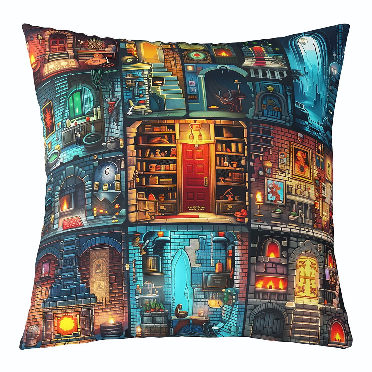 Erosebridal Teens Gaming Throw Pillow Covers 16x16, Blue Red Pillow ...
