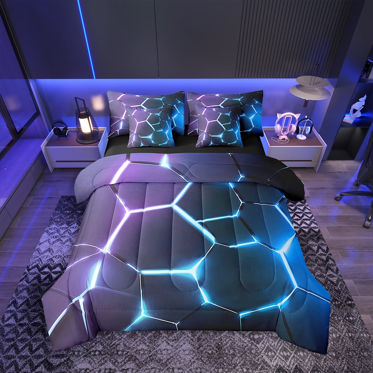 Erosebridal Teens Geometry Bedding Sets Queen Size, Futuristic Abstract ...