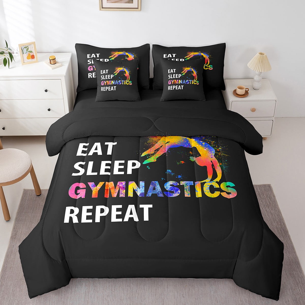 Erosebridal Teens Gymnastics Bed in a Bag Full size, Sport Lover Bed ...