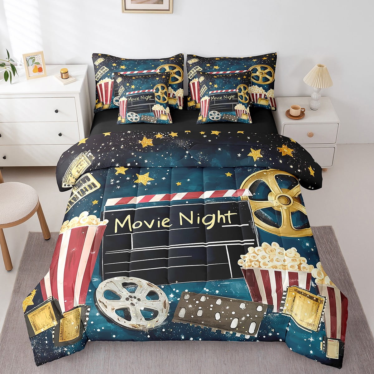 Erosebridal Teens Movie Bedding Twin Size, Food Popcorn Bed Set, Cinema ...
