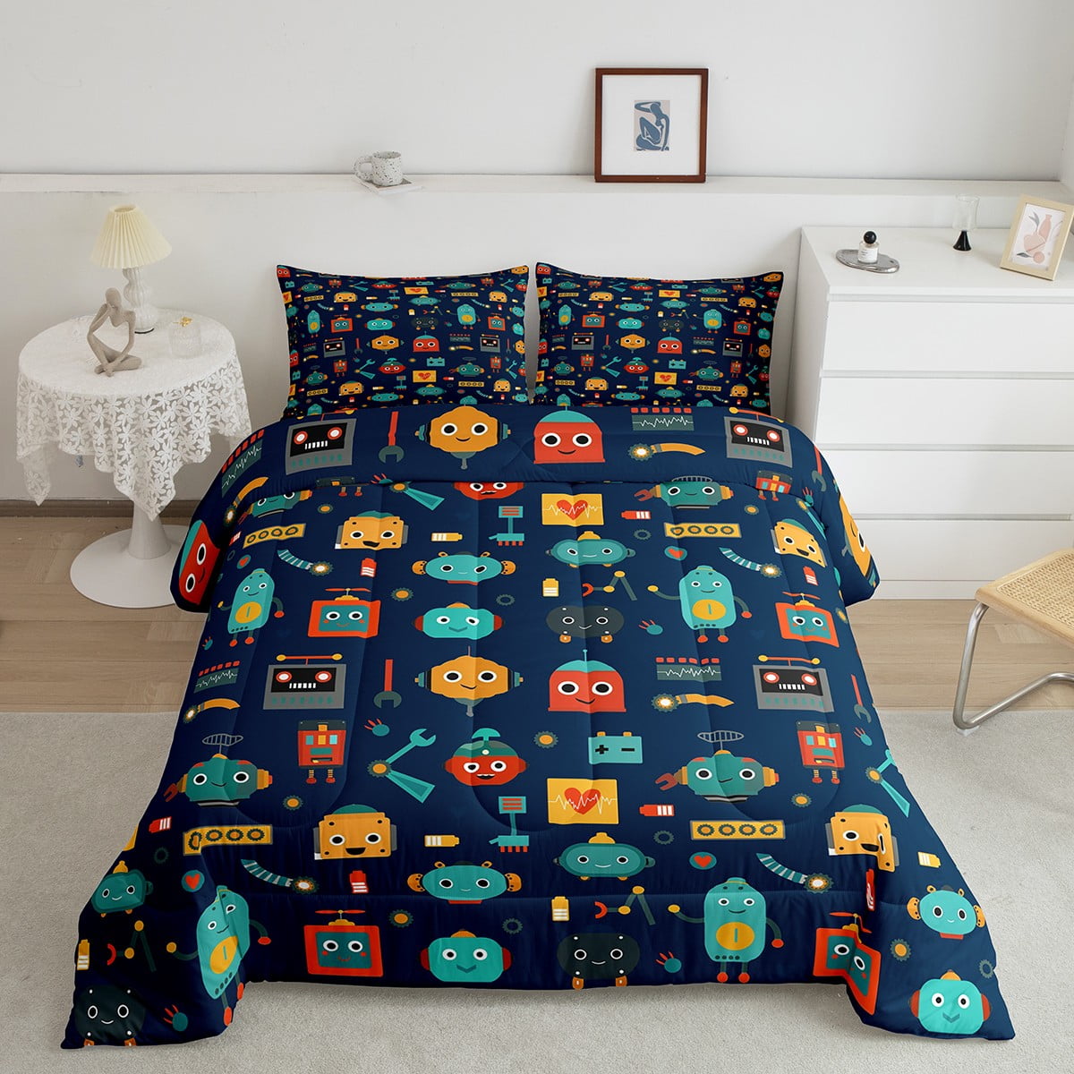 Erosebridal Teens Robot Comforter Sets Full Size, Funny Cartoon ...