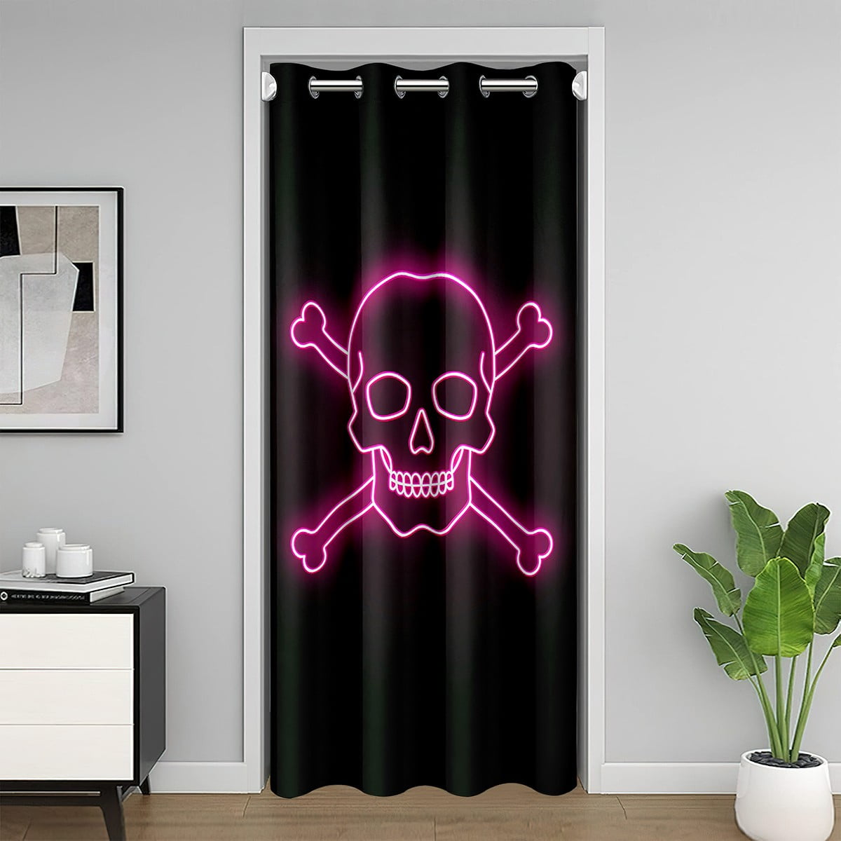 Erosebridal Teens Skeleton Door Curtain Panel 42x84, Neon Pink Room ...