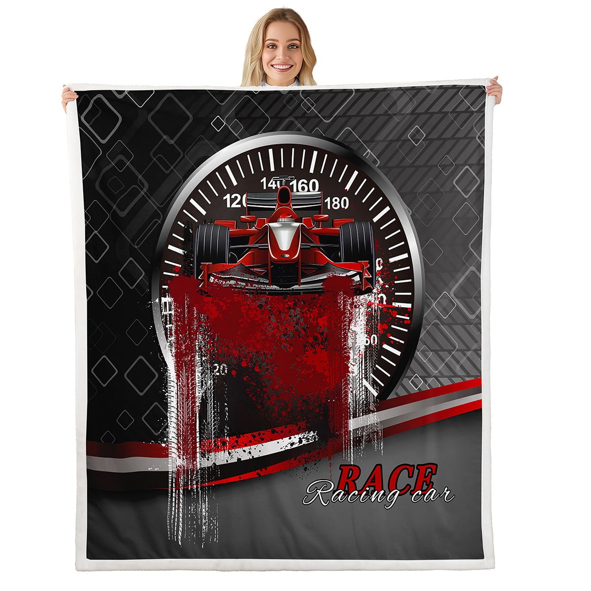 Erosebridal Teens Sport Car Fleece Blanket, Race Car Sherpa Throw ...