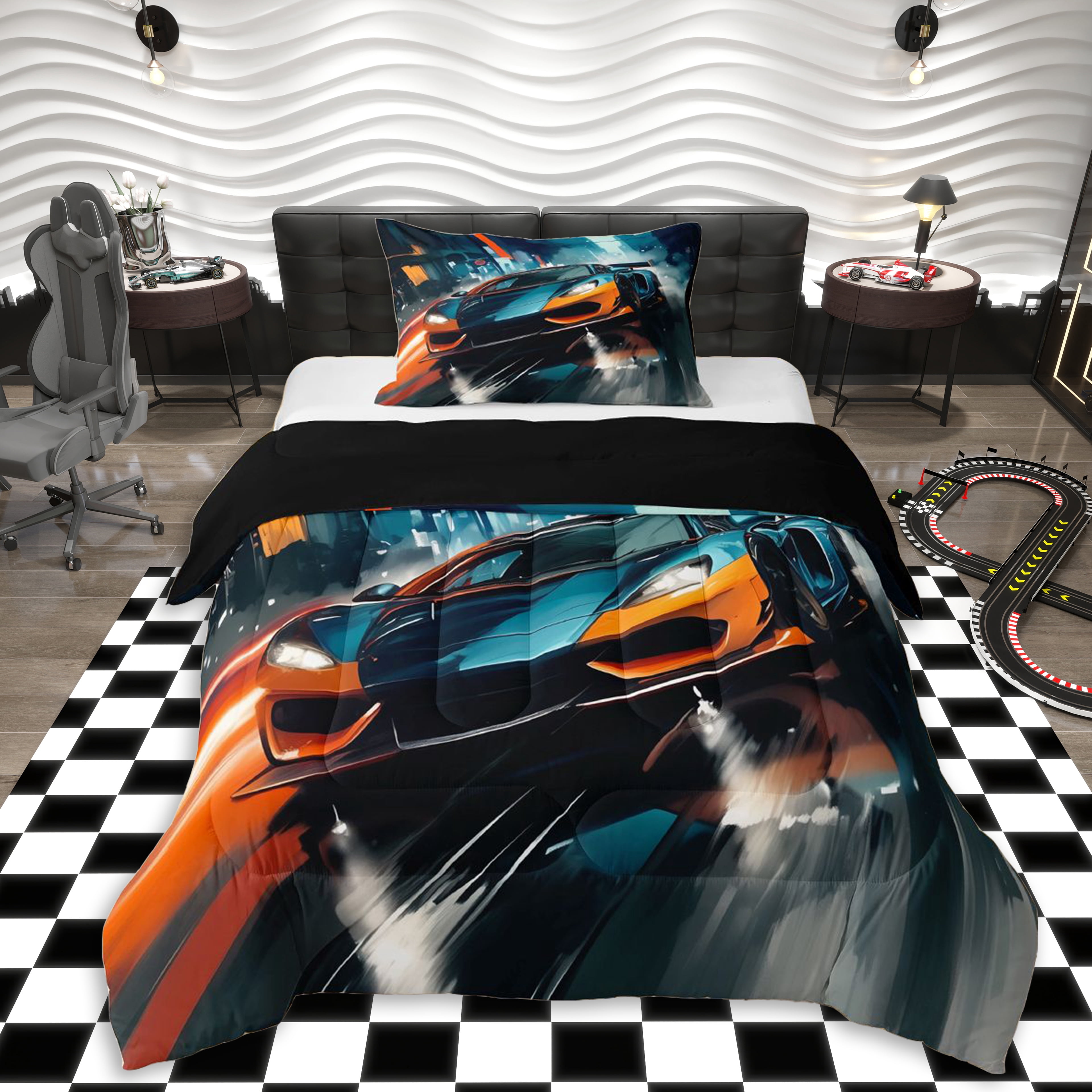 Erosebridal Teens Sport Car Twin Comforter Sets 3-Piece,Kids Boys Rally ...