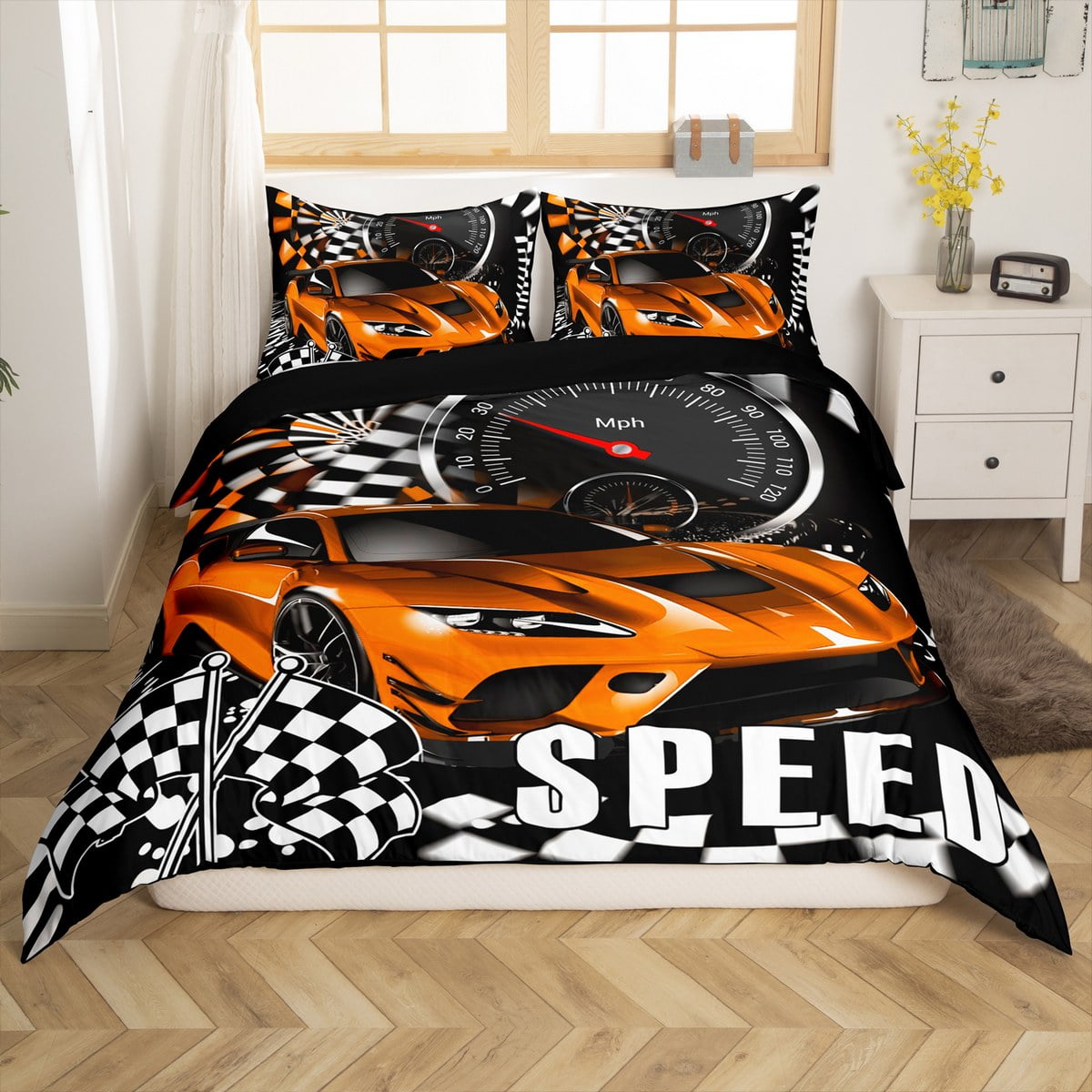 Erosebridal Teens Sports Car Comforter Cover Queen, Speed Game Bedding ...