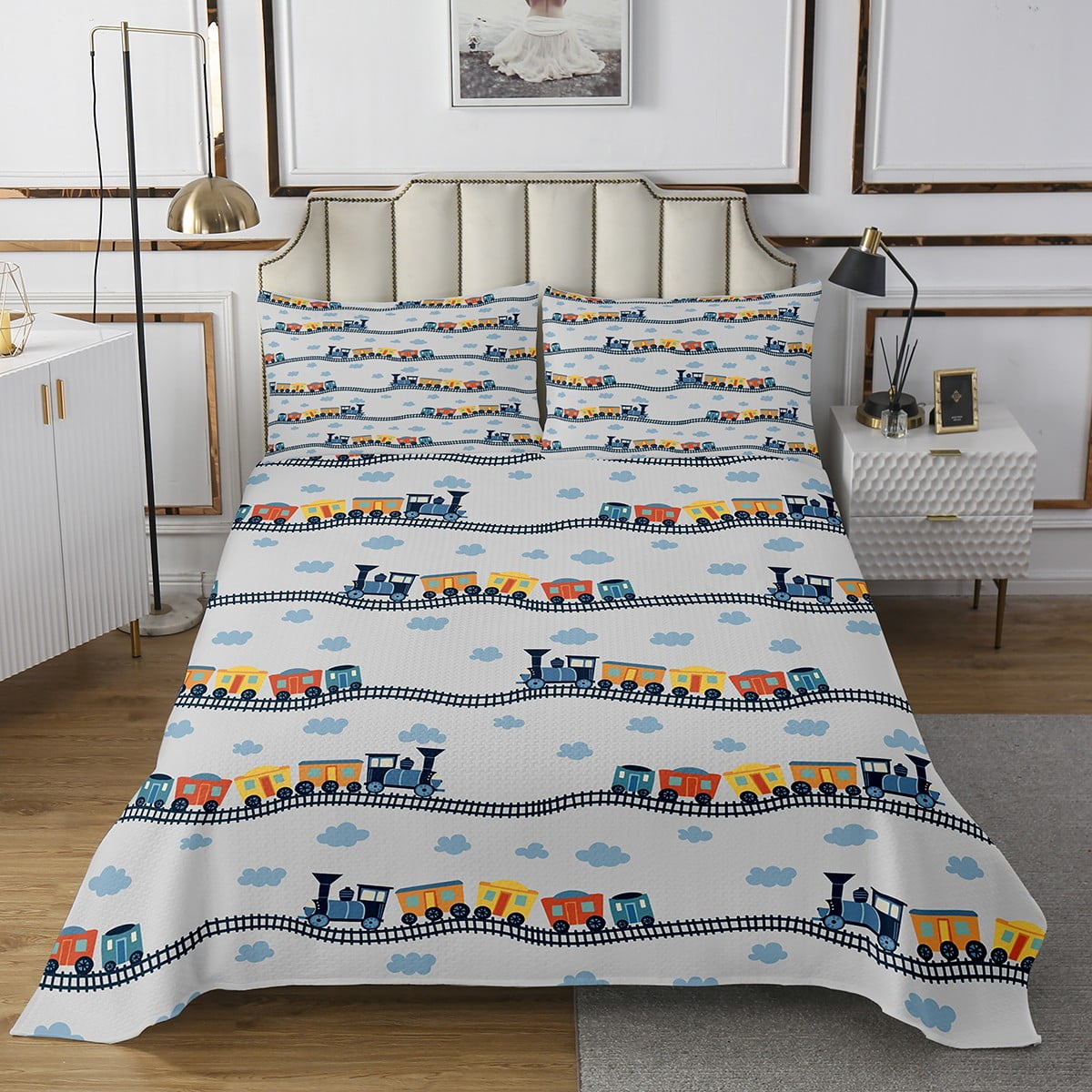 Erosebridal Teens Steam Engine Bedspread Sets Twin Size, Cartoon ...