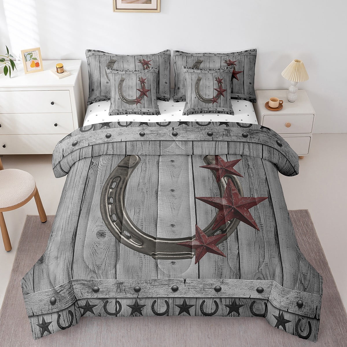 Erosebridal Texas Stars Bedding Full Size, Lodge Cabin Bed Set, Rustic ...