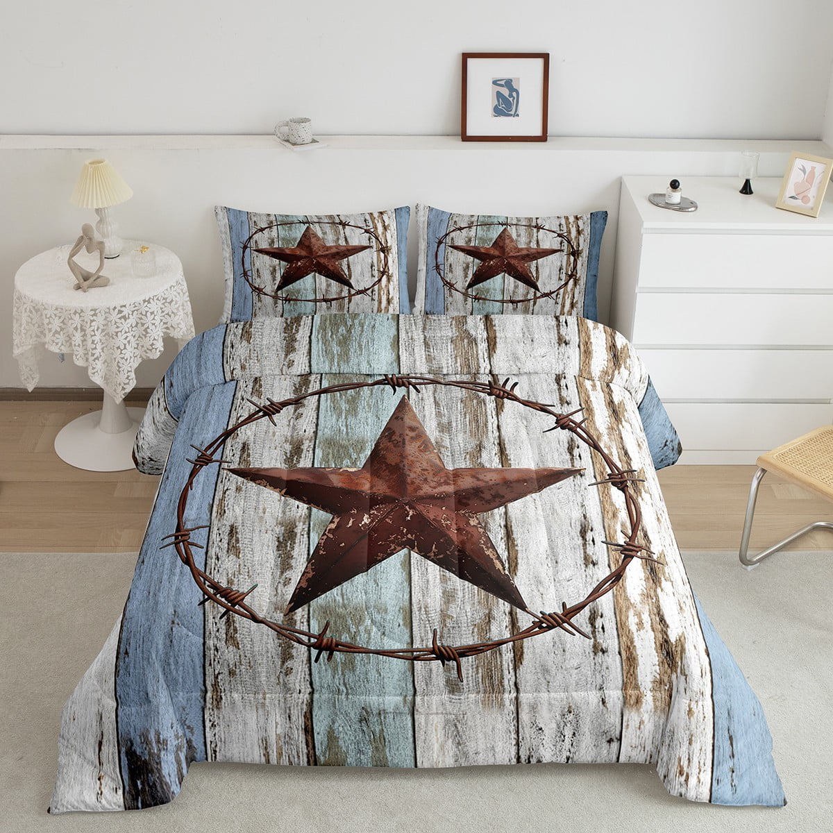 Erosebridal Texas Stars Comforter Sets King Size for Teens, Lodge Cabin ...