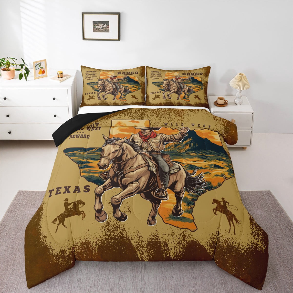 Erosebridal Texas Western Cowboy Comforter Sets King Size,Farm Animal ...