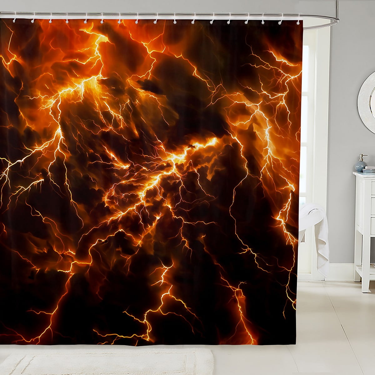 Erosebridal Thunder Lightning Shower Curtain 72x84, Geometry Abstract ...