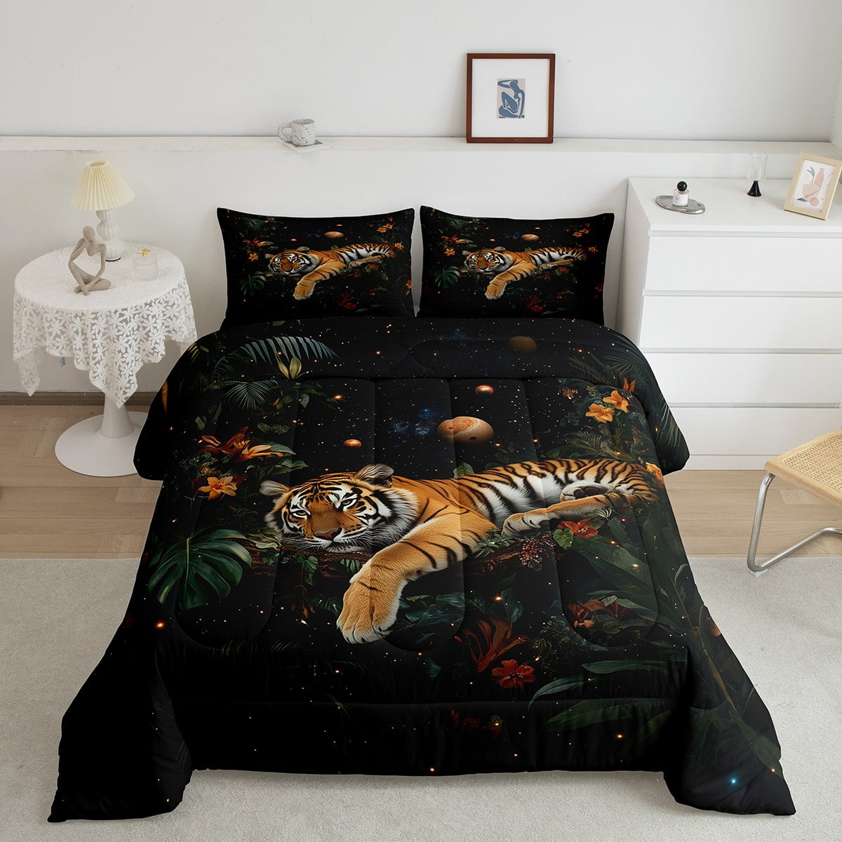 Erosebridal Tiger Bedding Sets Queen with Comforter, Woodland Wildlife ...